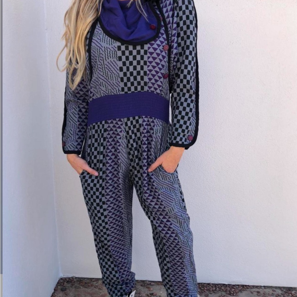 Rare Vintage Designer Jeanne Marc Jumpsuit Checkered … - Gem